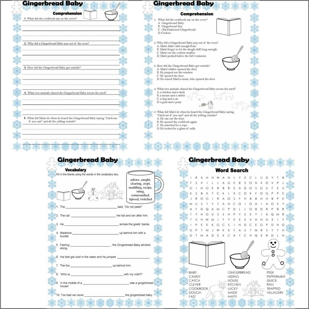 Gingerbread Baby Winter Book Study Companion Reading Comprehension Quiz ...