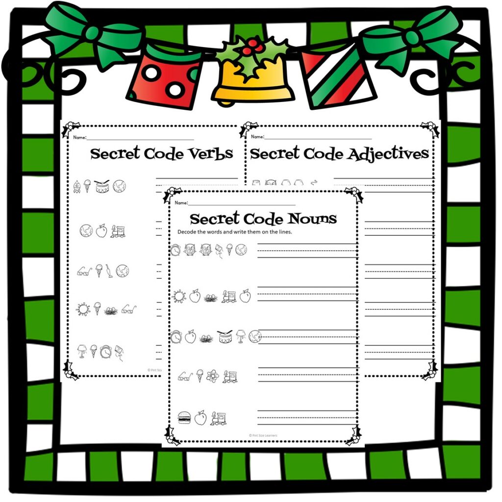 Parts of Speech | Christmas Themed Center and Worksheets | December ...
