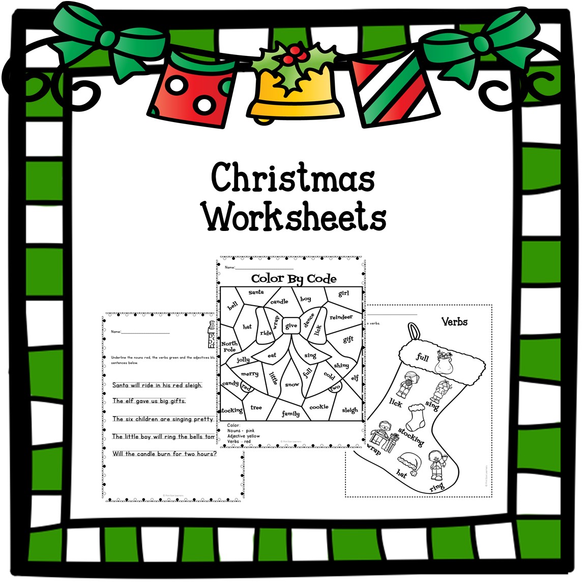 Parts of Speech | Christmas Themed Center and Worksheets | December ...