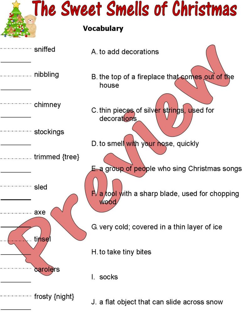 The Sweet Smells of Christmas Reading Comprehension Book Study ...