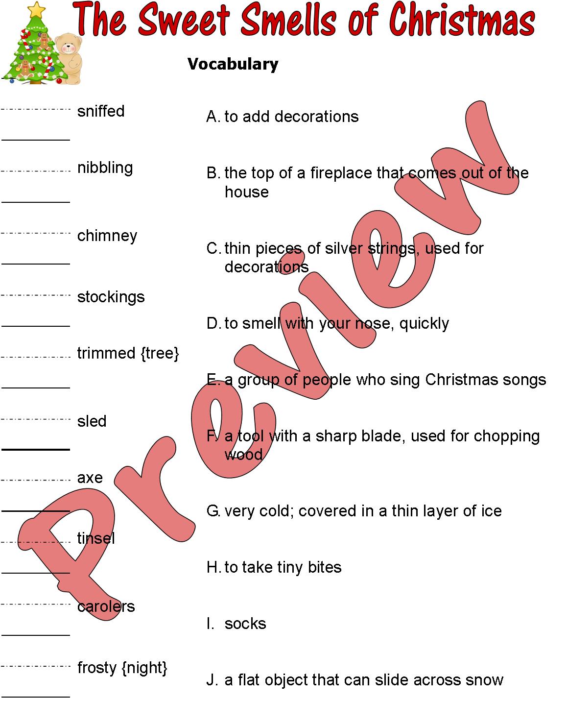 The Sweet Smells of Christmas Reading Comprehension Book Study ...