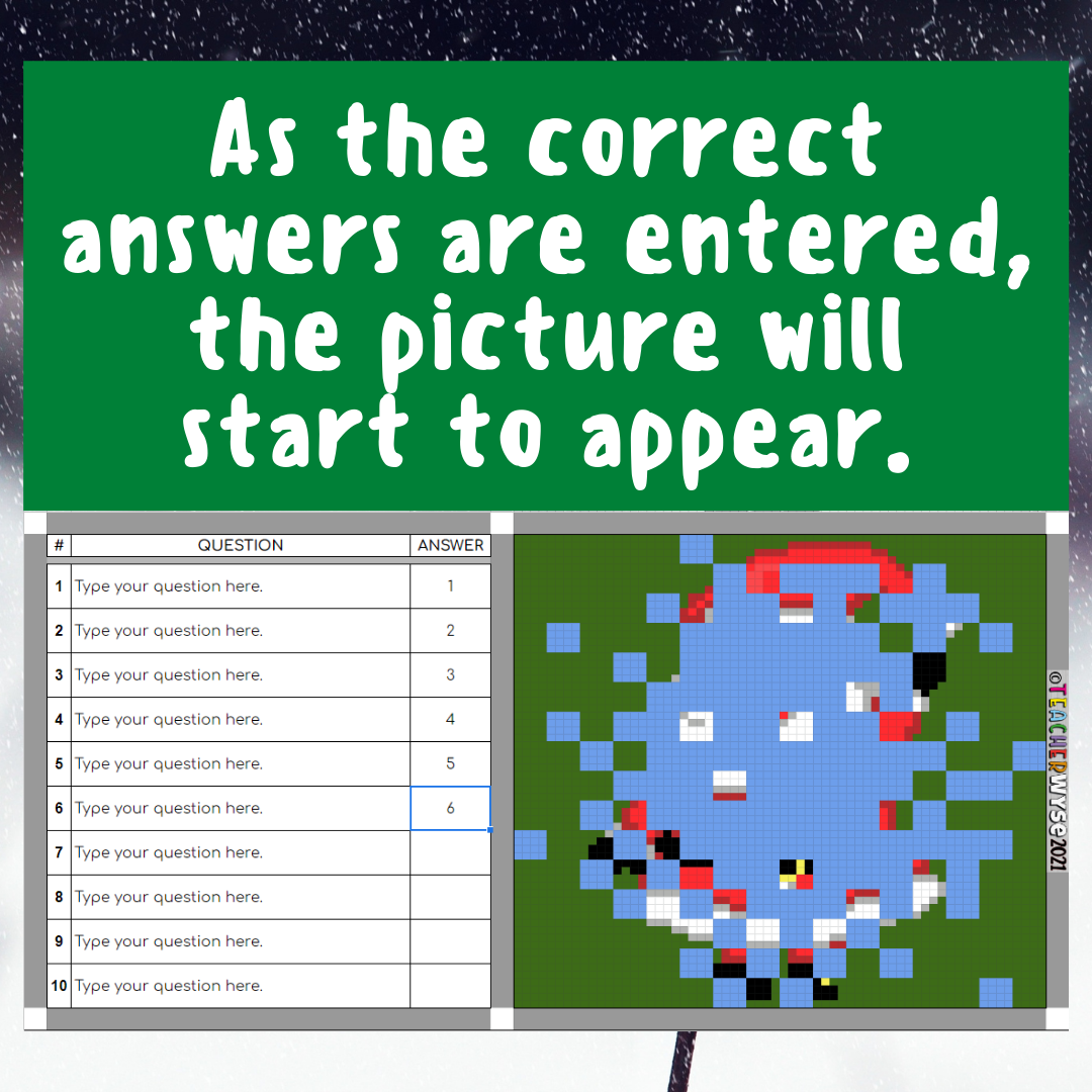 Christmas Pixel Art Editable For Google Sheets™ | Self Checking ...