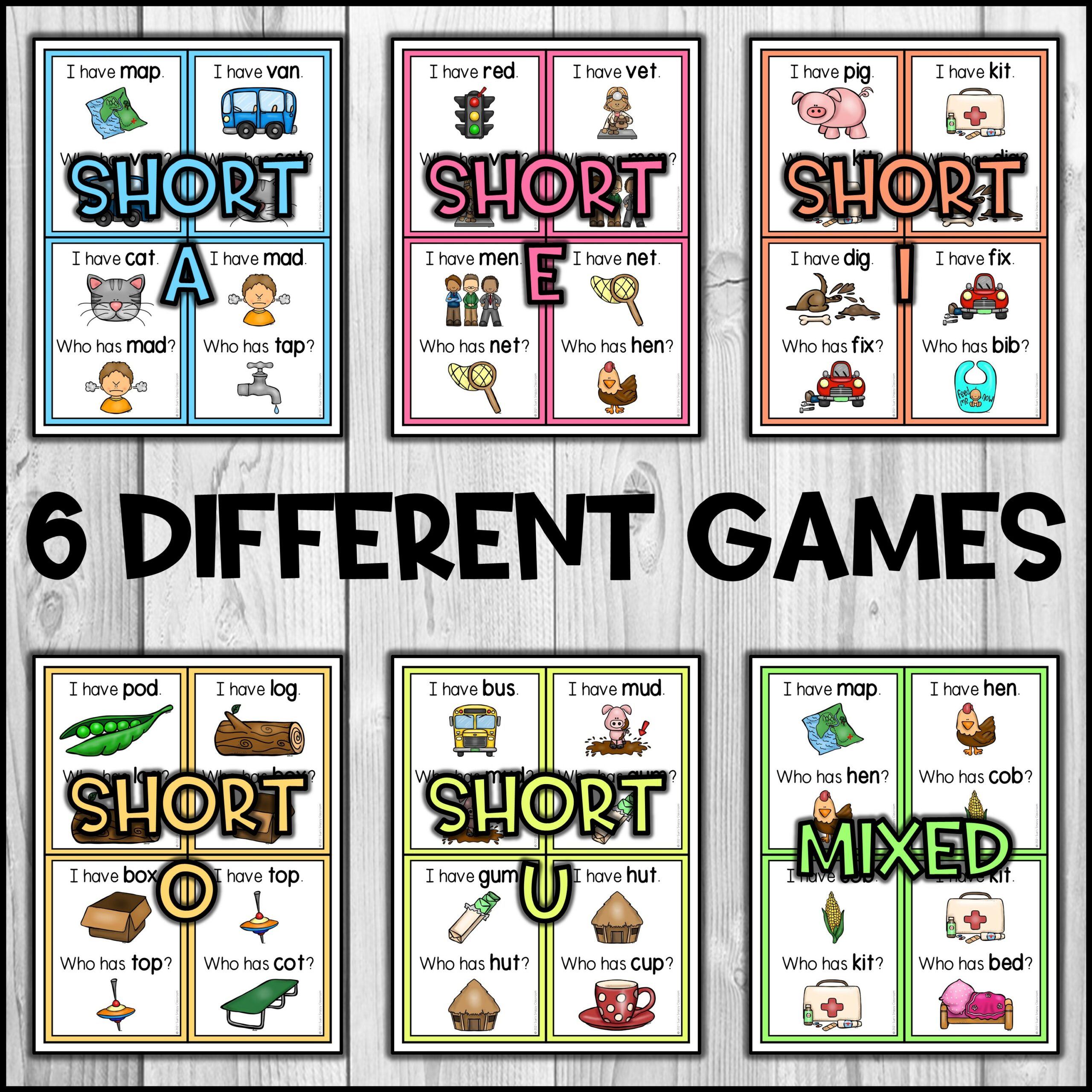 CVC Word I Have, Who Has Games - Short Vowel Sounds Activity | Made By ...