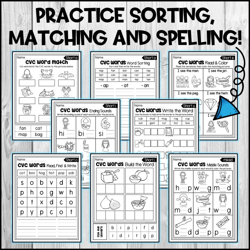Short Vowel CVC Word Practice Worksheets & Printable Activities | Made ...