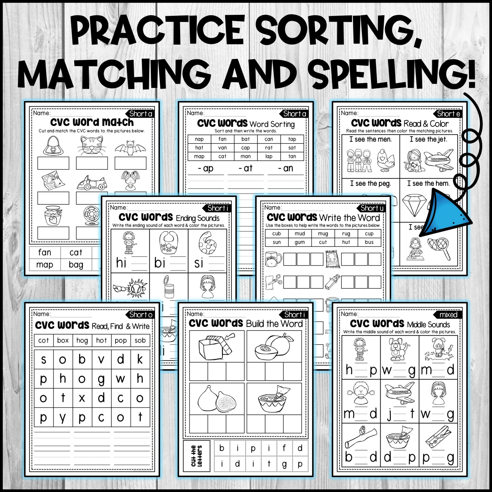 Short Vowel CVC Word Practice Worksheets & Printable Activities | Made ...