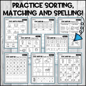 Short Vowel CVC Word Practice Worksheets & Printable Activities | Made ...