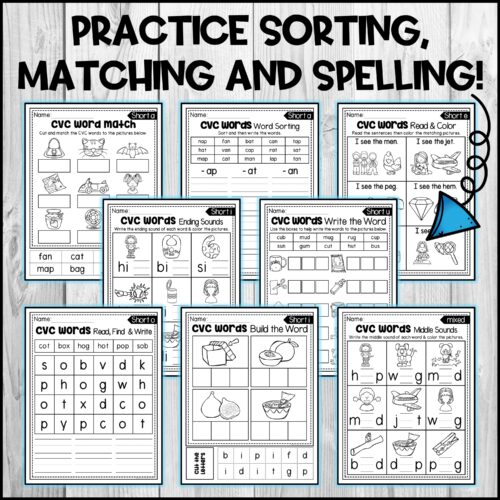 Short Vowel CVC Word Practice Worksheets & Printable Activities | Made ...