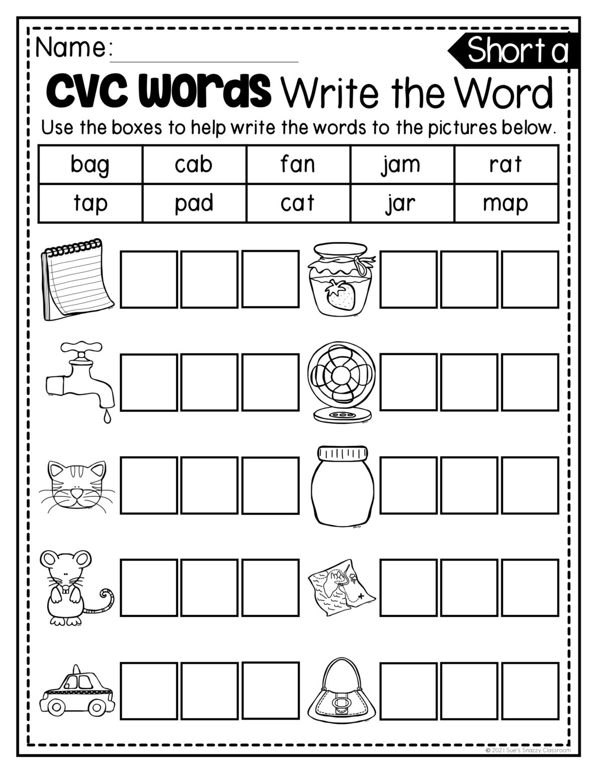 Short Vowel CVC Word Practice Worksheets & Printable Activities | Made ...