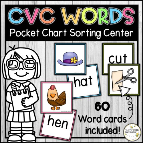 CVC Words Pocket Chart Sorting Center - Word Sort Activity | Made By ...