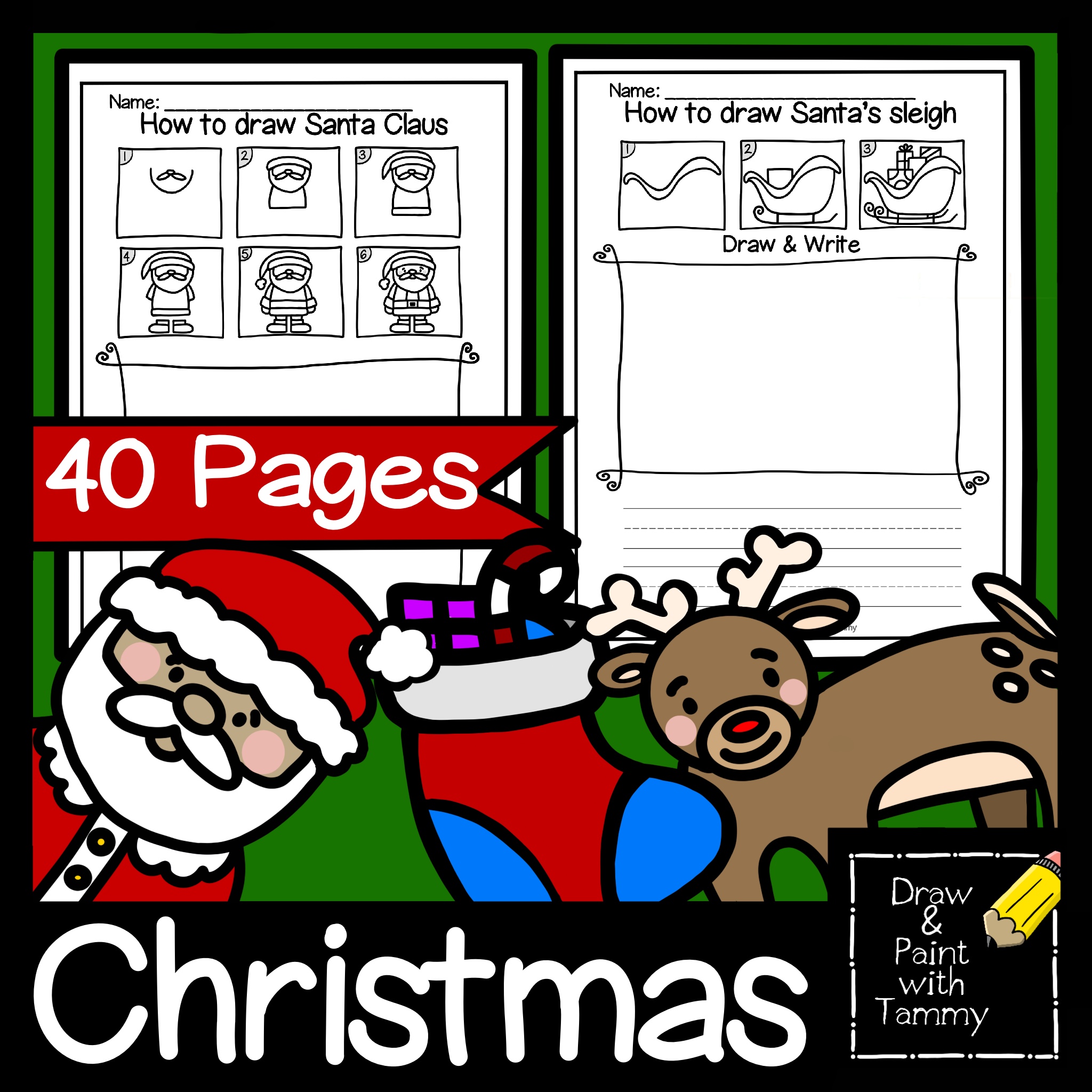 Directed Drawing Christmas How to Draw and Write Printable Art Sub ...