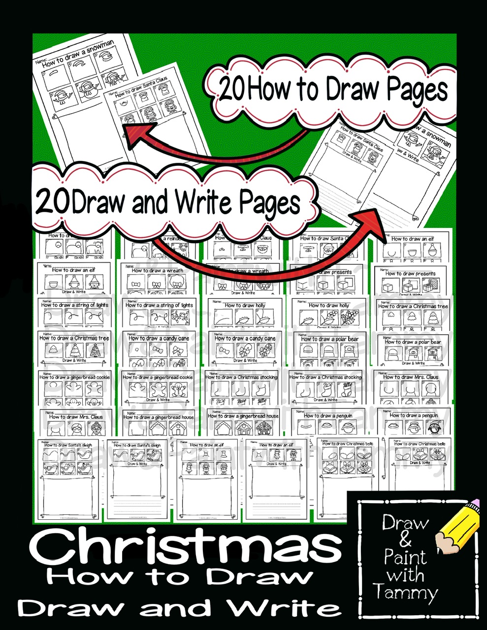 Directed Drawing Christmas How to Draw and Write Printable Art Sub ...