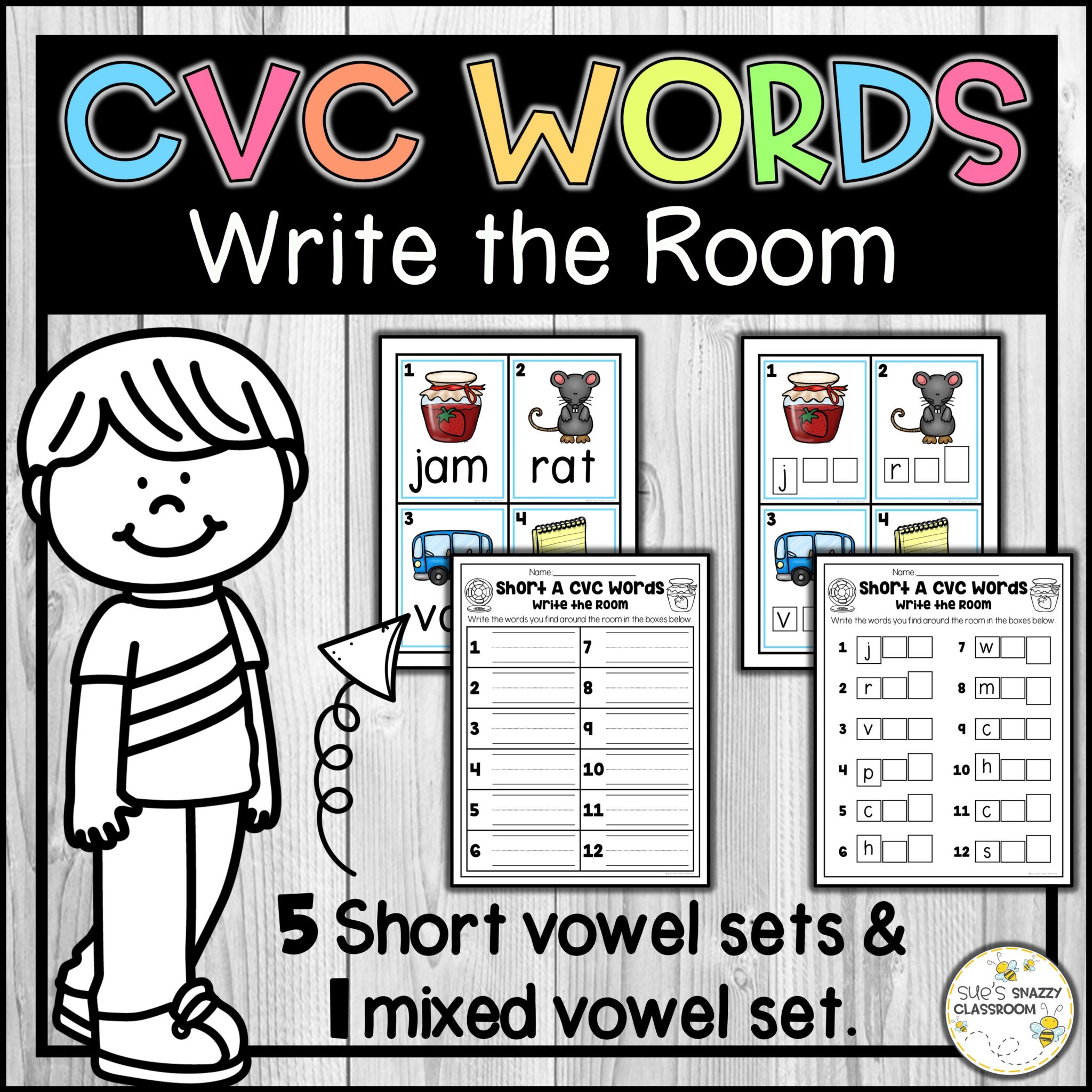 Short Vowel CVC Words - Write the Room - Literacy Center | Made By Teachers