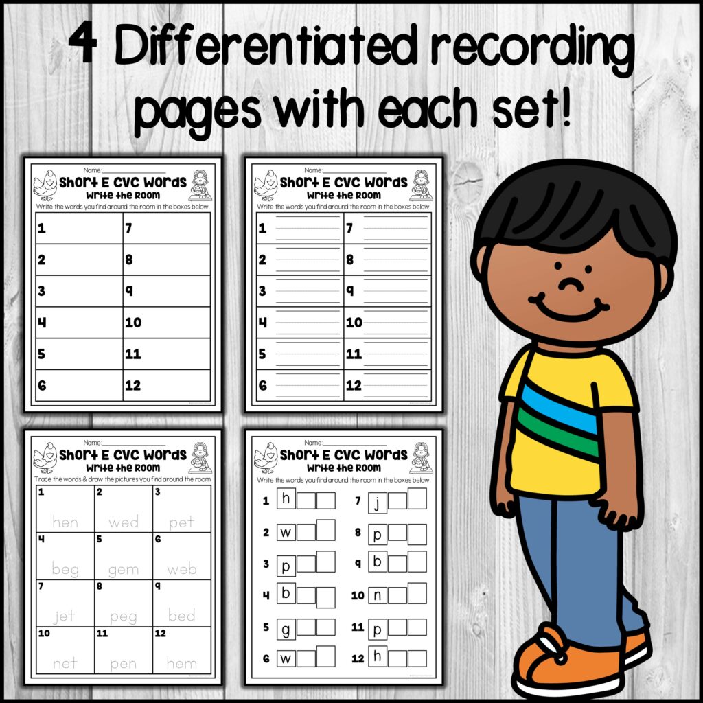Short Vowel CVC Words - Write the Room - Literacy Center - Made By Teachers