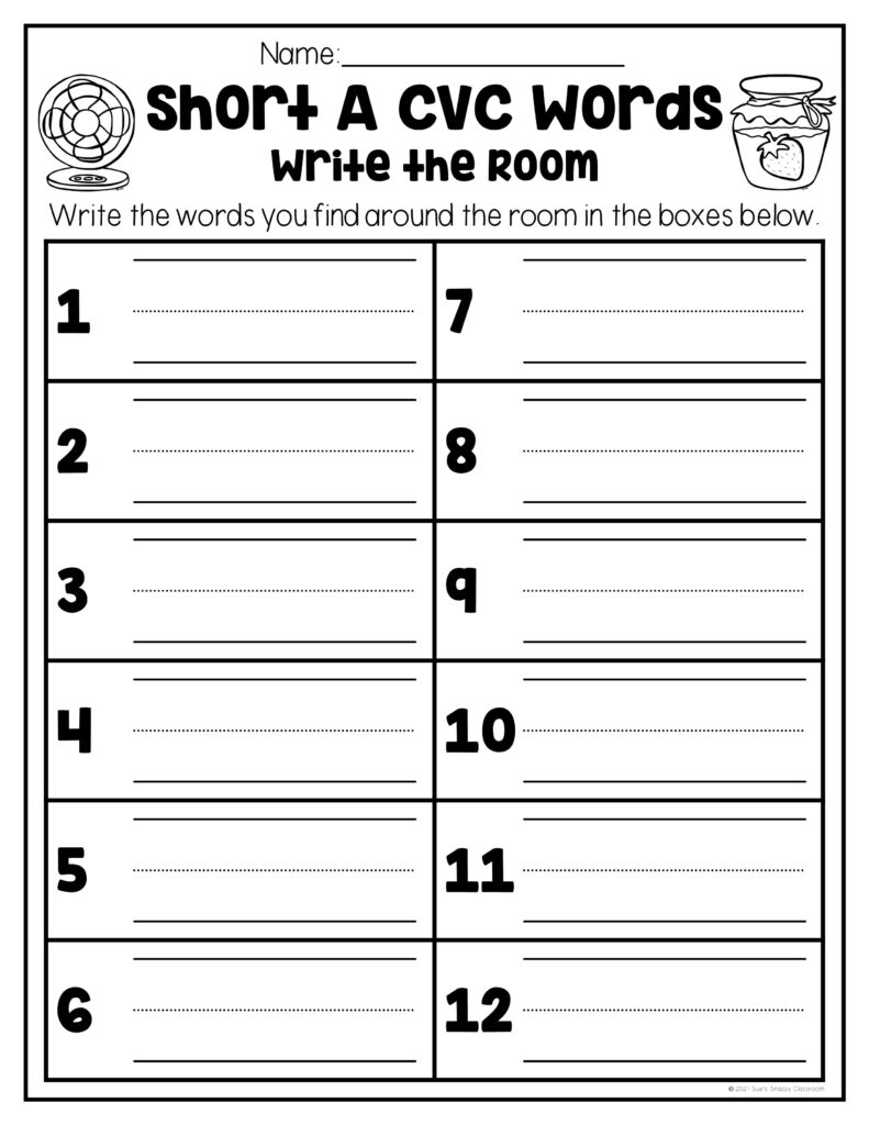 Short Vowel CVC Words - Write the Room - Literacy Center - Made By Teachers