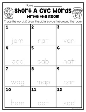 Short Vowel CVC Words - Write the Room - Literacy Center - Made By Teachers