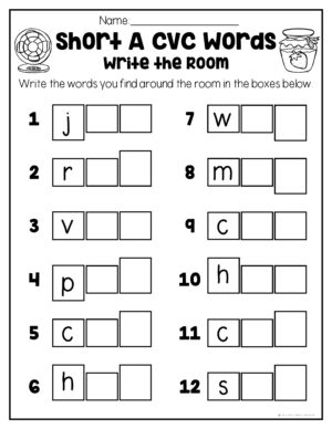 Short Vowel CVC Words - Write the Room - Literacy Center - Made By Teachers