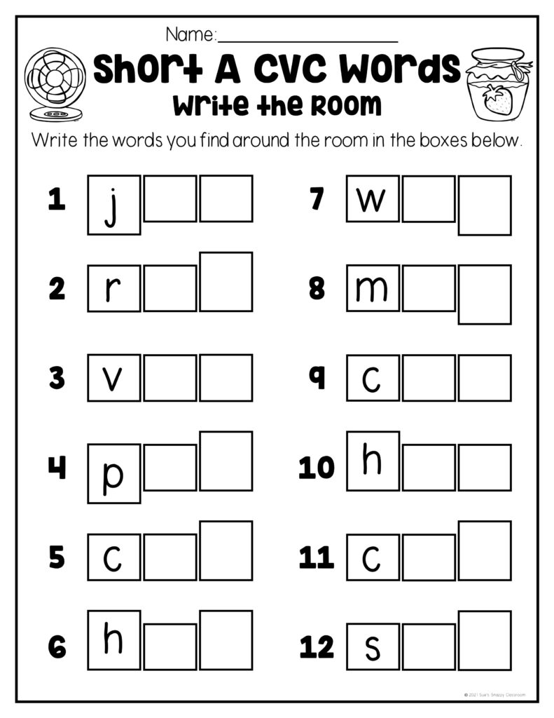 Short Vowel CVC Words - Write the Room - Literacy Center - Made By Teachers