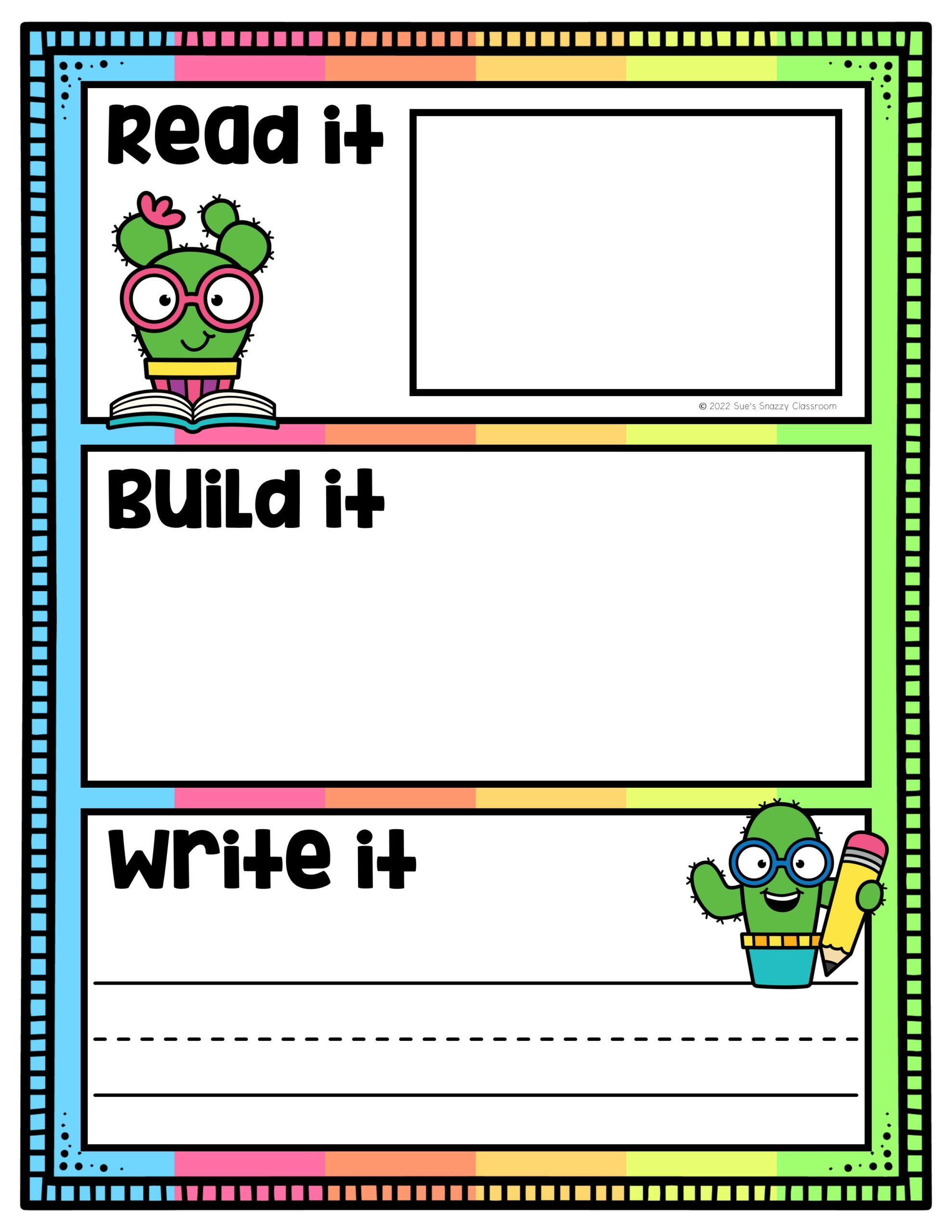 CVC Word Center - Read Build and Write Activity - Short Vowel Practice ...