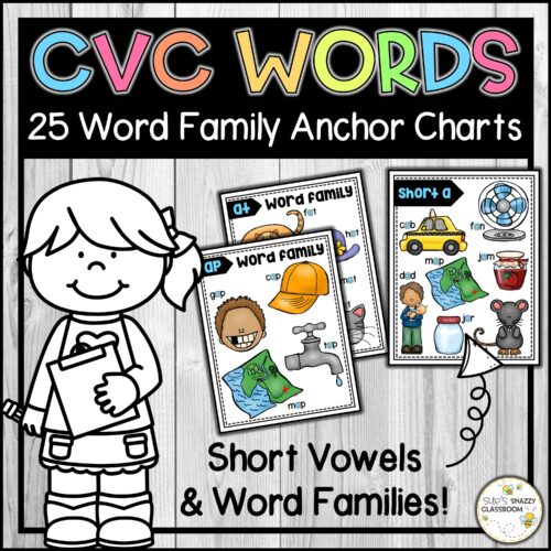 Short Vowel CVC Word Family Anchor Charts | Made By Teachers
