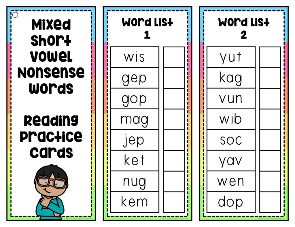CVC Word Family Lists - Reading Fluency Practice Cards - CVC Word ...