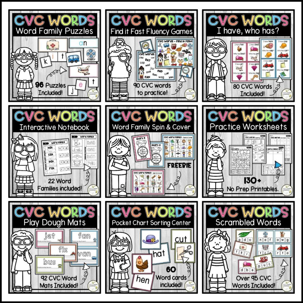 CVC Words Bundle of Activities, Printables, Centers, Games &Worksheets ...