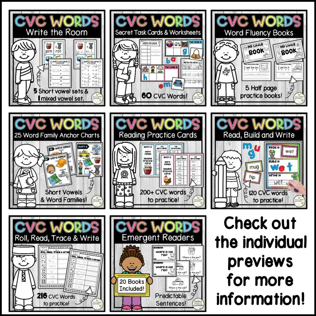 CVC Words Bundle of Activities, Printables, Centers, Games &Worksheets ...