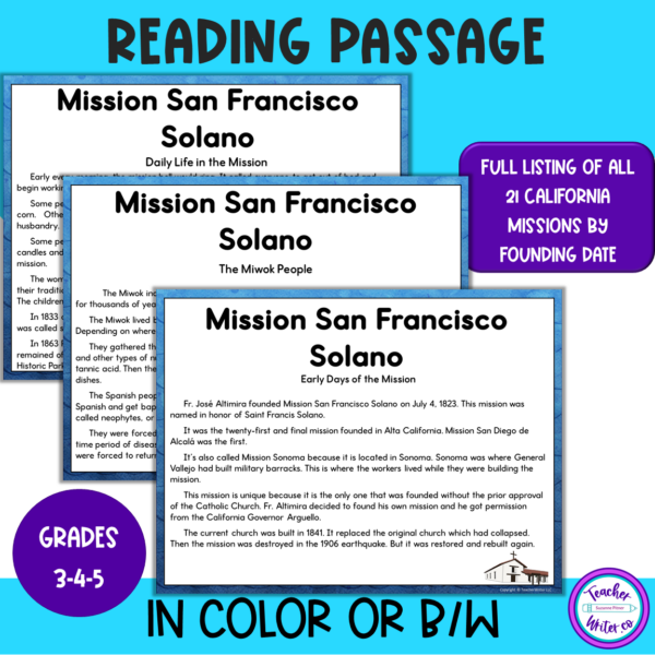California Mission Report San Francisco Solano | Made By Teachers
