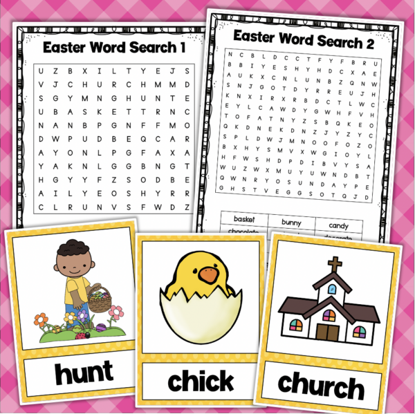 Easter Word Wall Vocabulary Cards & Worksheets Word Search ABC Order ...