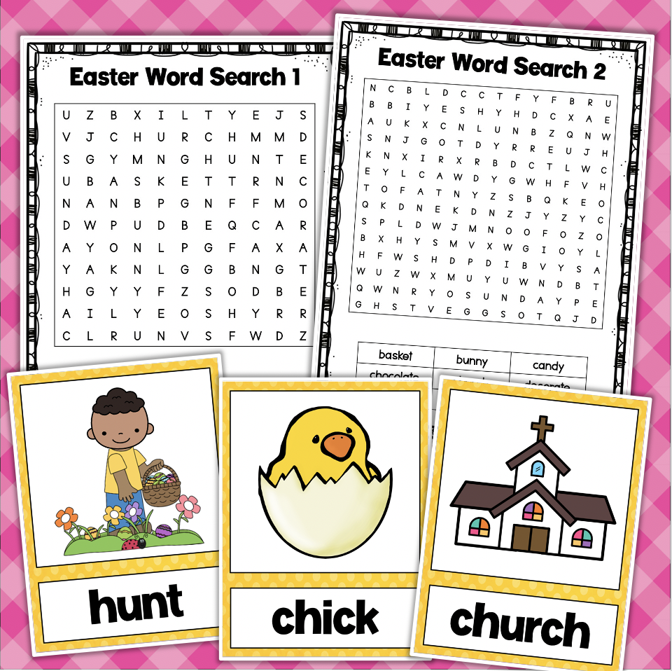 Easter Word Wall Vocabulary Cards & Worksheets Word Search ABC Order ...