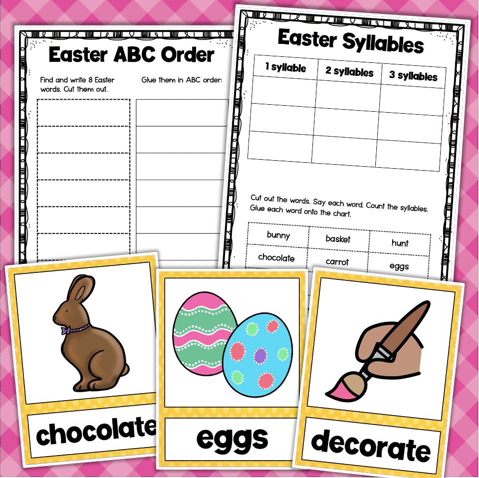 Easter Word Wall Vocabulary Cards & Worksheets Word Search ABC Order ...