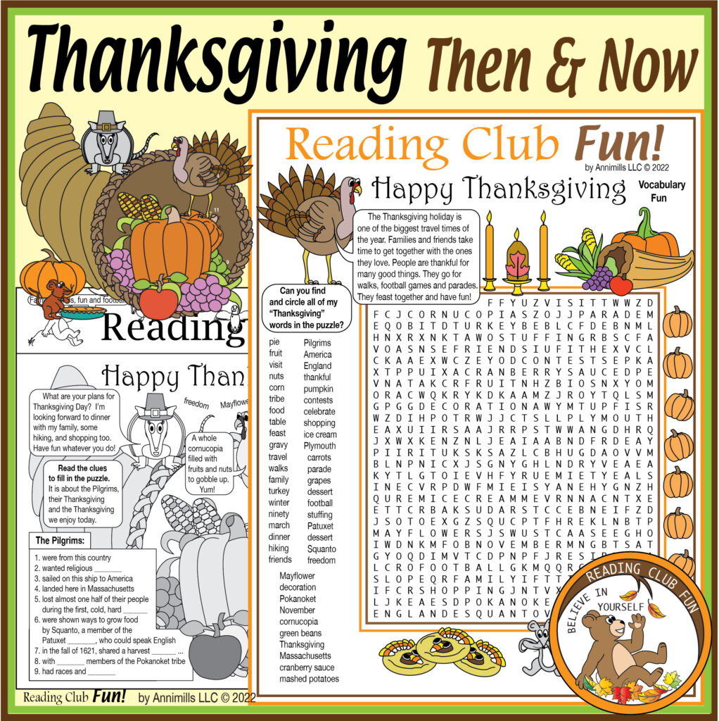 Thanksgiving Then and Now Printable Puzzle Packet - with Bonus Maze ...