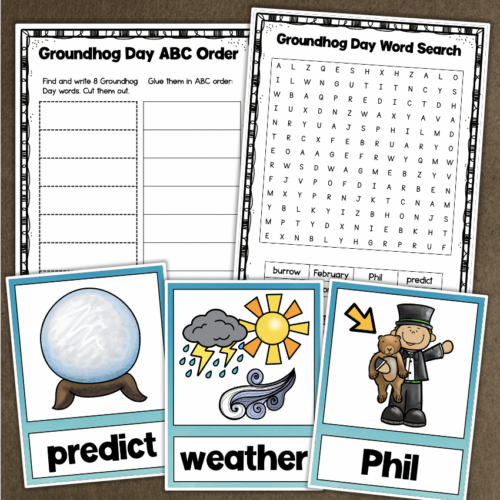 Groundhog Day Word Wall Cards & Worksheets Word Search Punxsutawney ...
