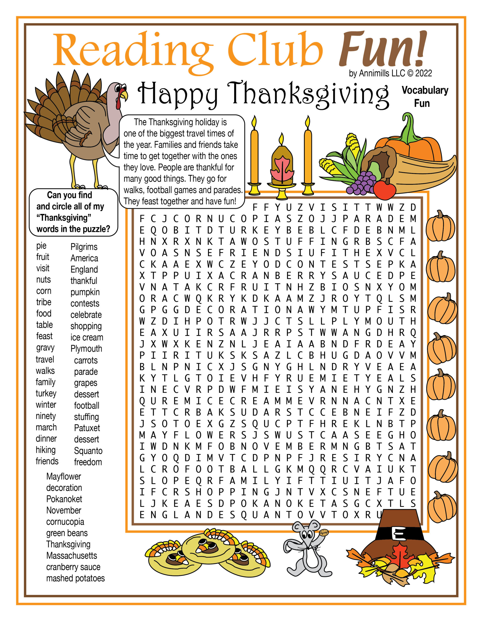 Thanksgiving Search And Find Puzzles Thanksgiving Search And Find Puzzles