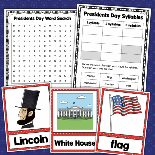Presidents Day Word Wall Vocabulary Cards, Worksheets & Word Search ...