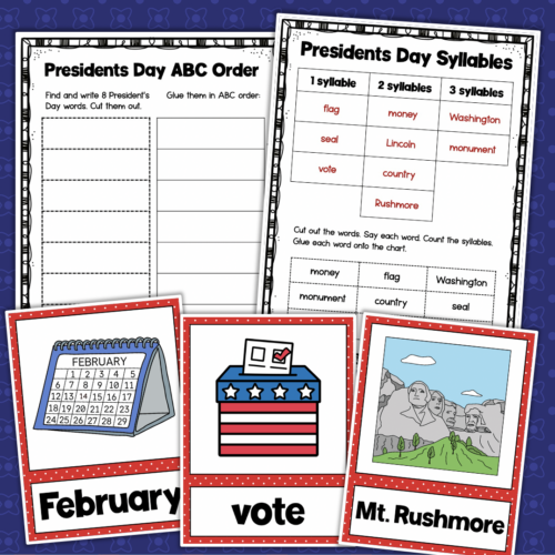 Presidents Day Word Wall Vocabulary Cards, Worksheets & Word Search ...