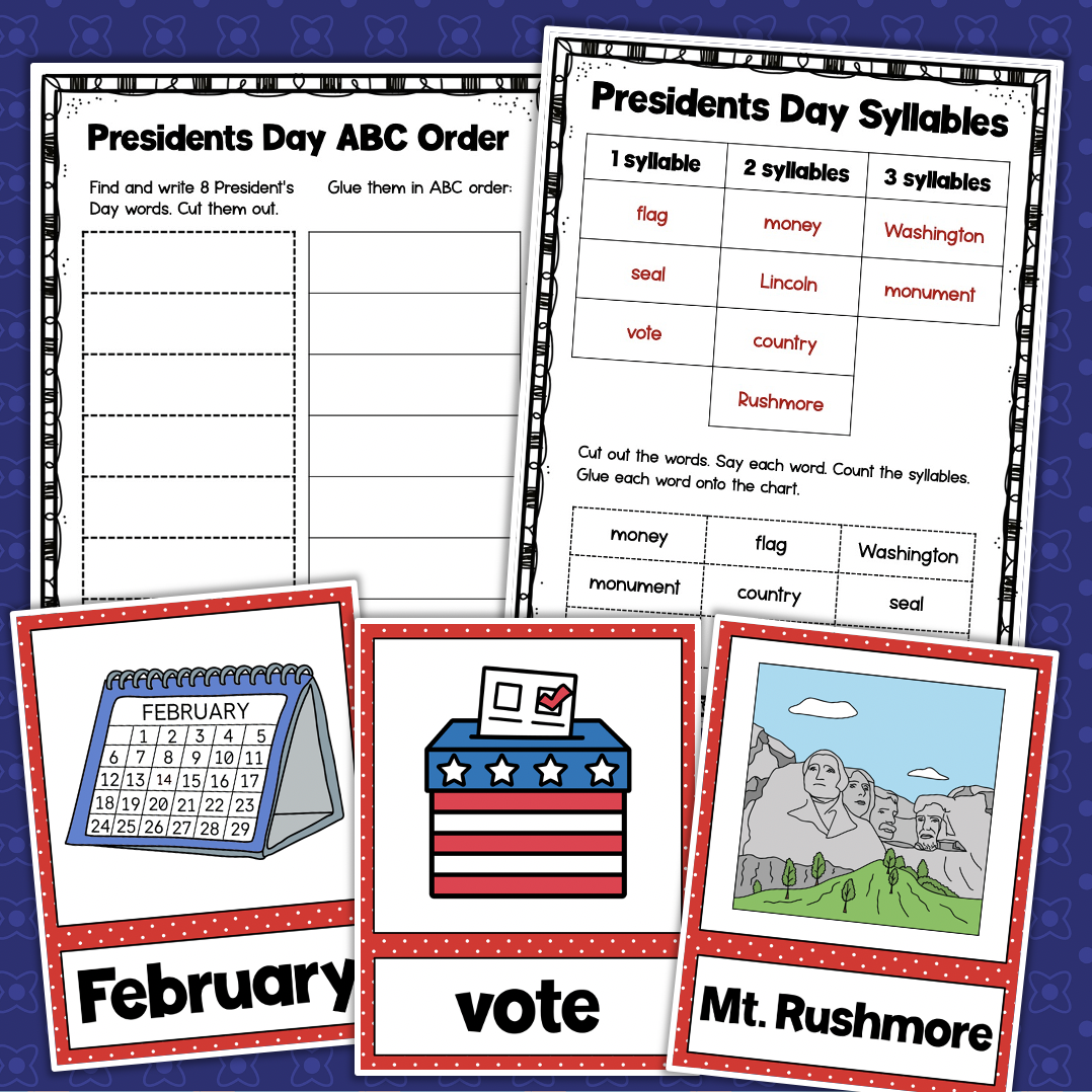 Presidents Day Word Wall Vocabulary Cards, Worksheets & Word Search ...