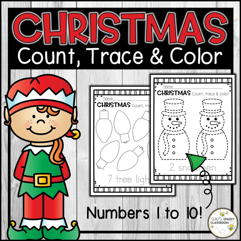 Christmas Count, Trace and Color | Math Center and Activity | Numbers 1 ...