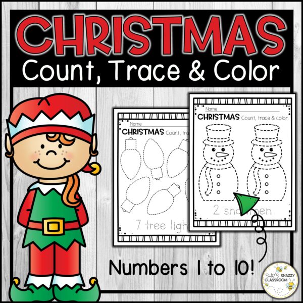 Christmas Count, Trace and Color | Math Center and Activity | Numbers 1 ...
