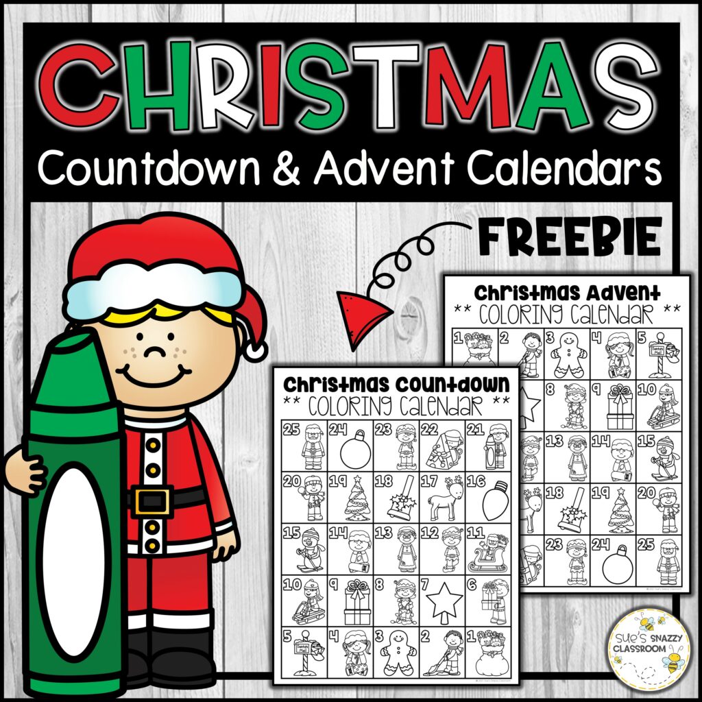 Christmas Countdown and Advent Calendars - Coloring Activity FREEBIE ...