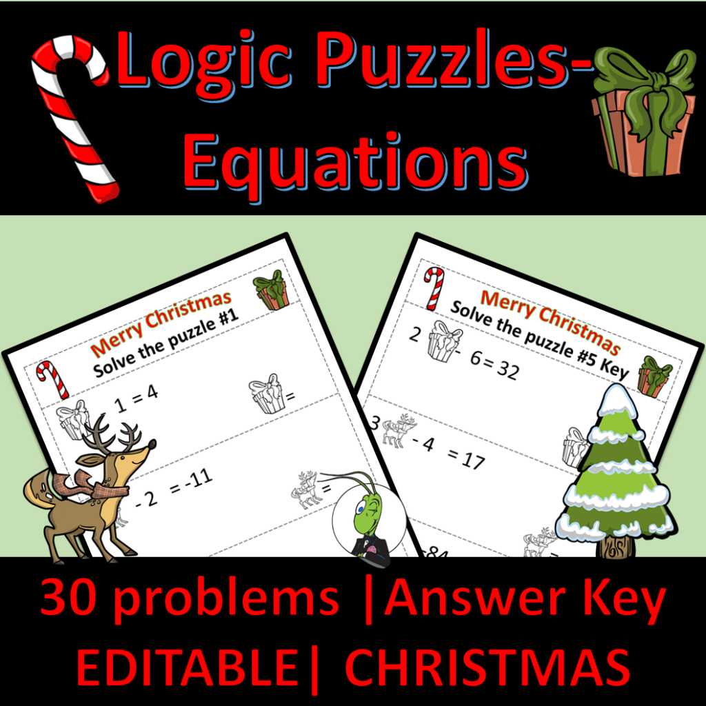 Christmas Solving Equations | Logic Puzzles | Algebra 1 | Made By Teachers