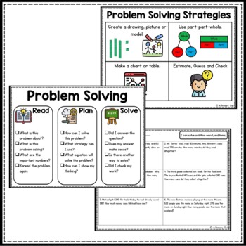 Three-Digit Addition and Subtraction Strategy Posters Word Problems ...