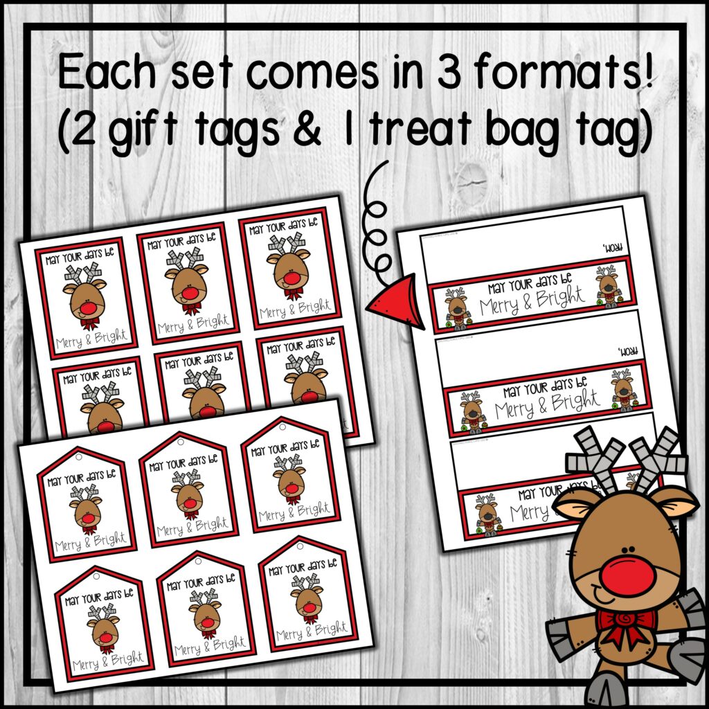 Christmas | Reindeer Themed Holiday Gift Tags and Treat Bag Tags | Made ...