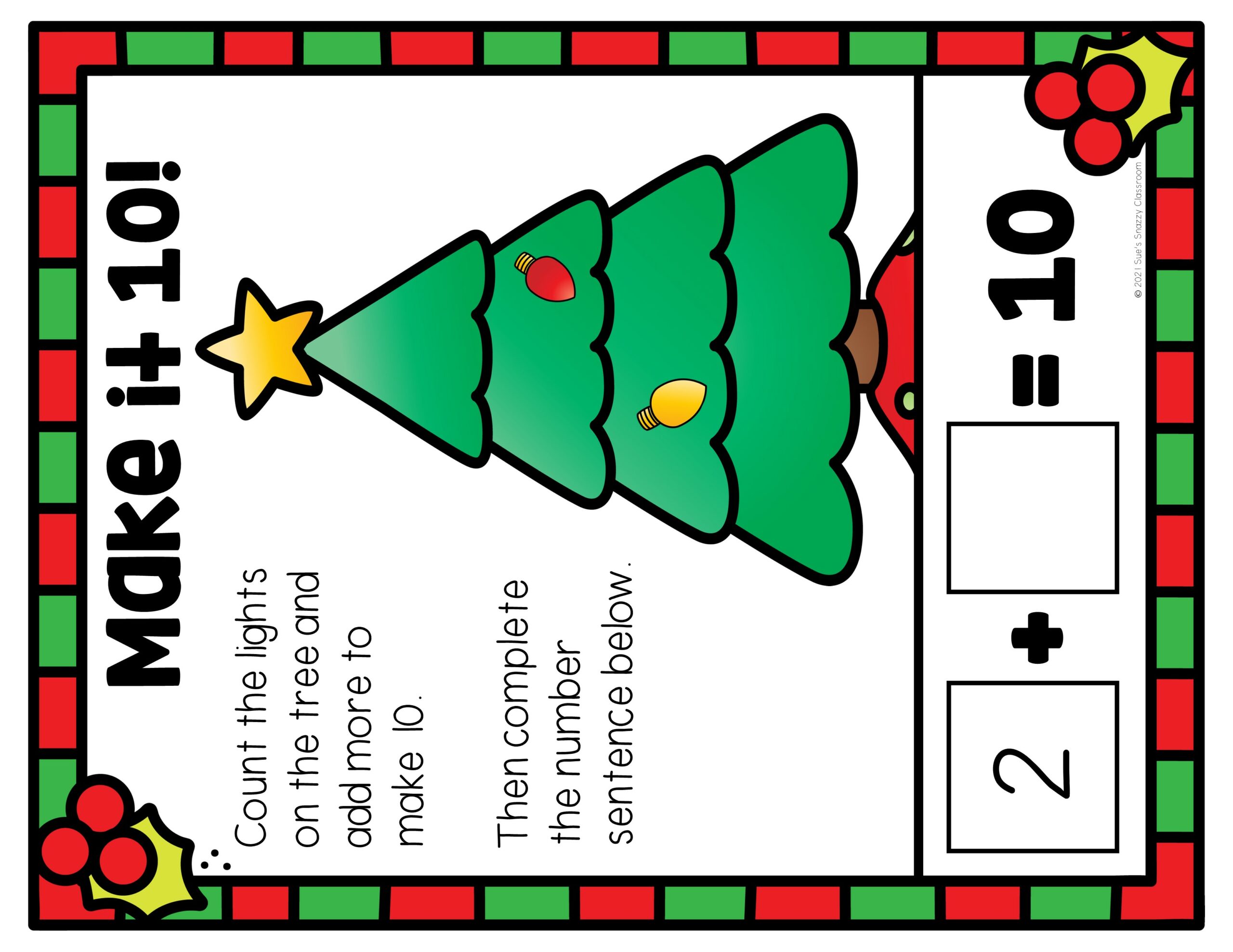 Make it 10 | Christmas Play Dough Mats Addition Activity | Math Center ...