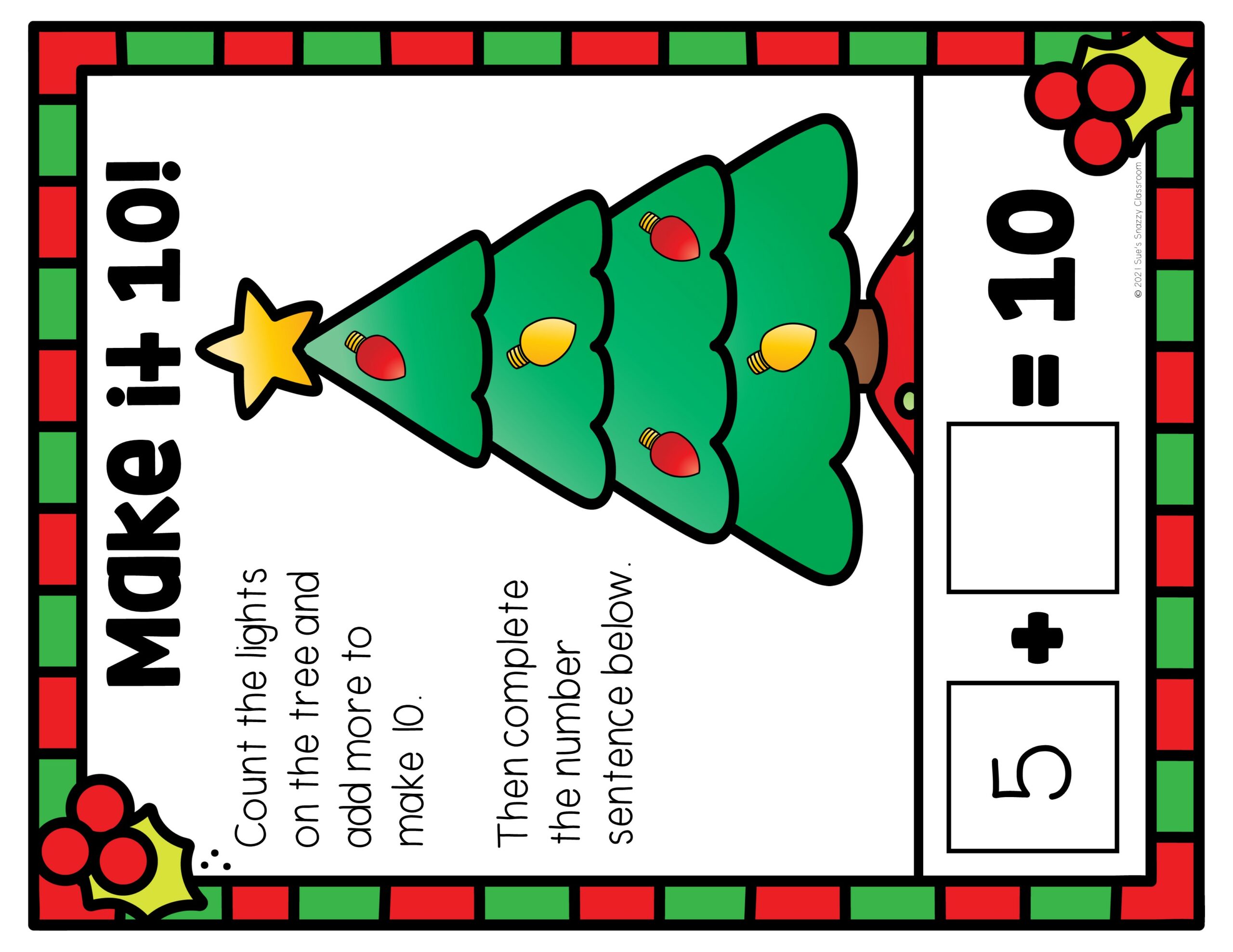 Make it 10 | Christmas Play Dough Mats Addition Activity | Math Center ...