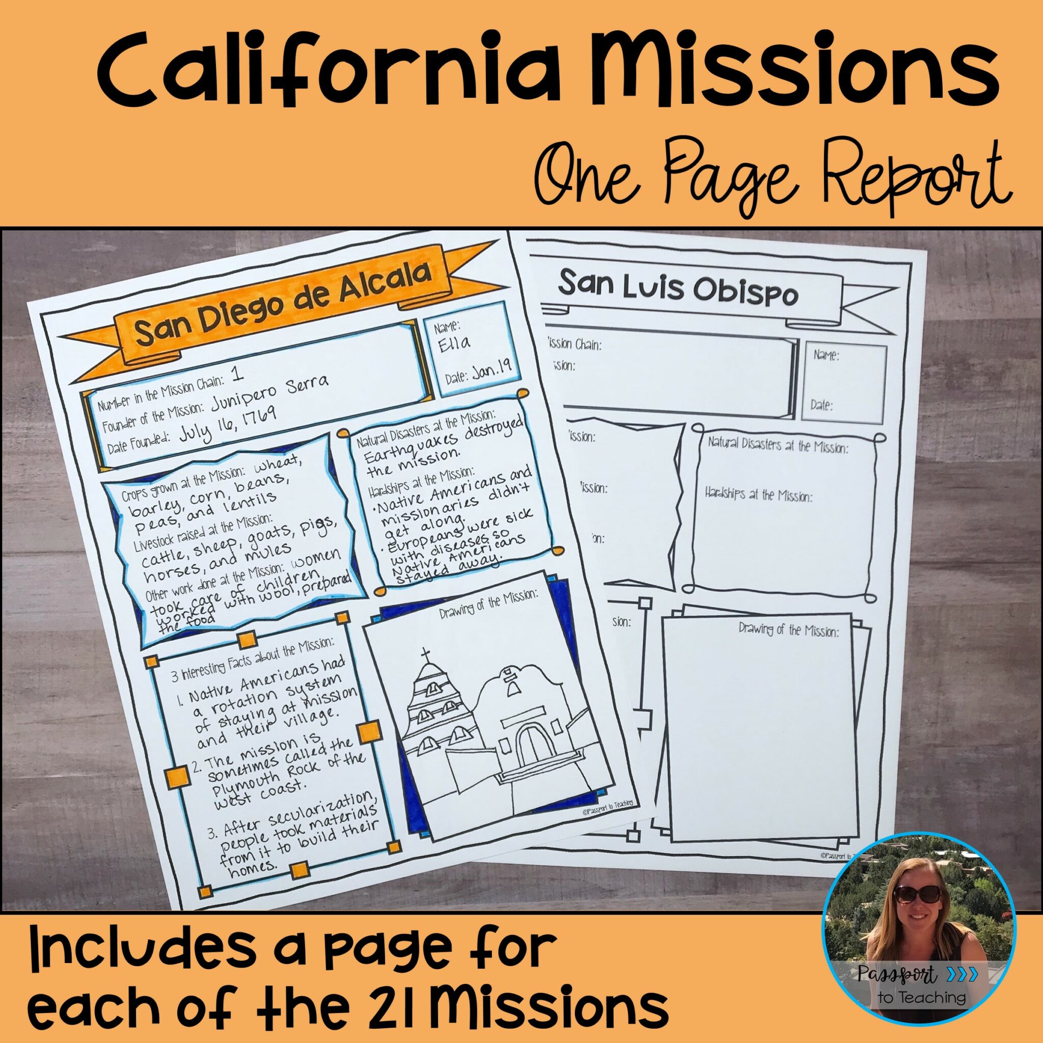 California Missions One Page Report Poster Print and Digital | Made By ...