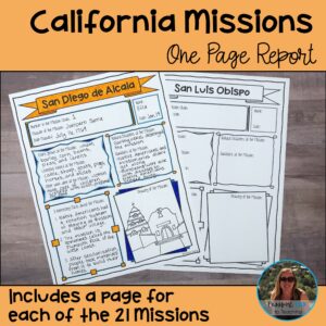 California Missions One Page Report Poster Print and Digital | Made By ...