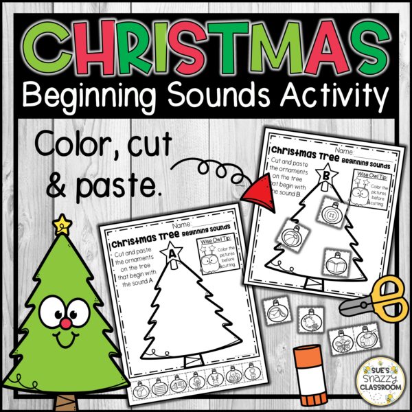 Christmas Beginning Sounds Practice Activity | Cut and Paste Worksheets ...