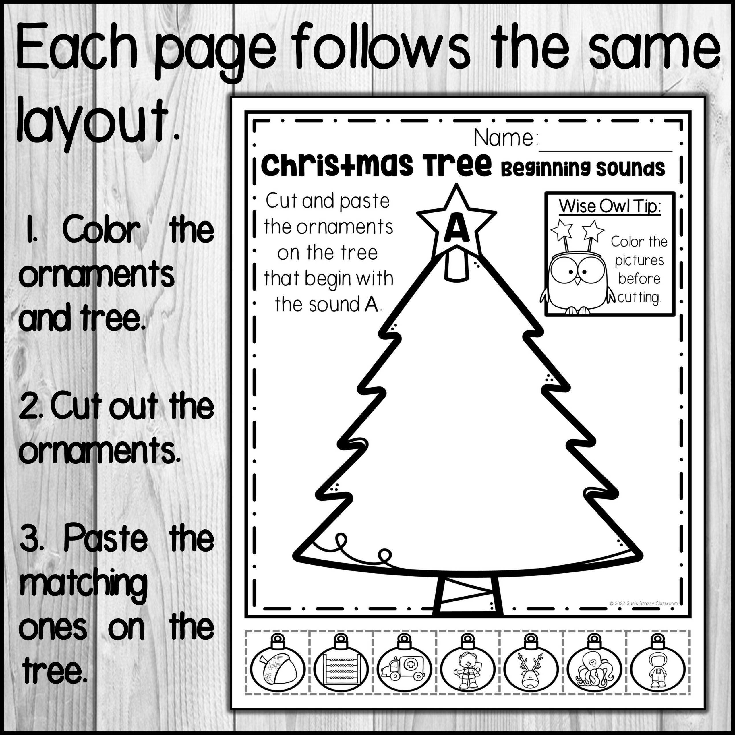 Christmas Beginning Sounds Practice Activity | Cut and Paste Worksheets ...