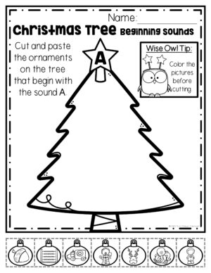 Christmas Beginning Sounds Practice Activity | Cut and Paste Worksheets ...