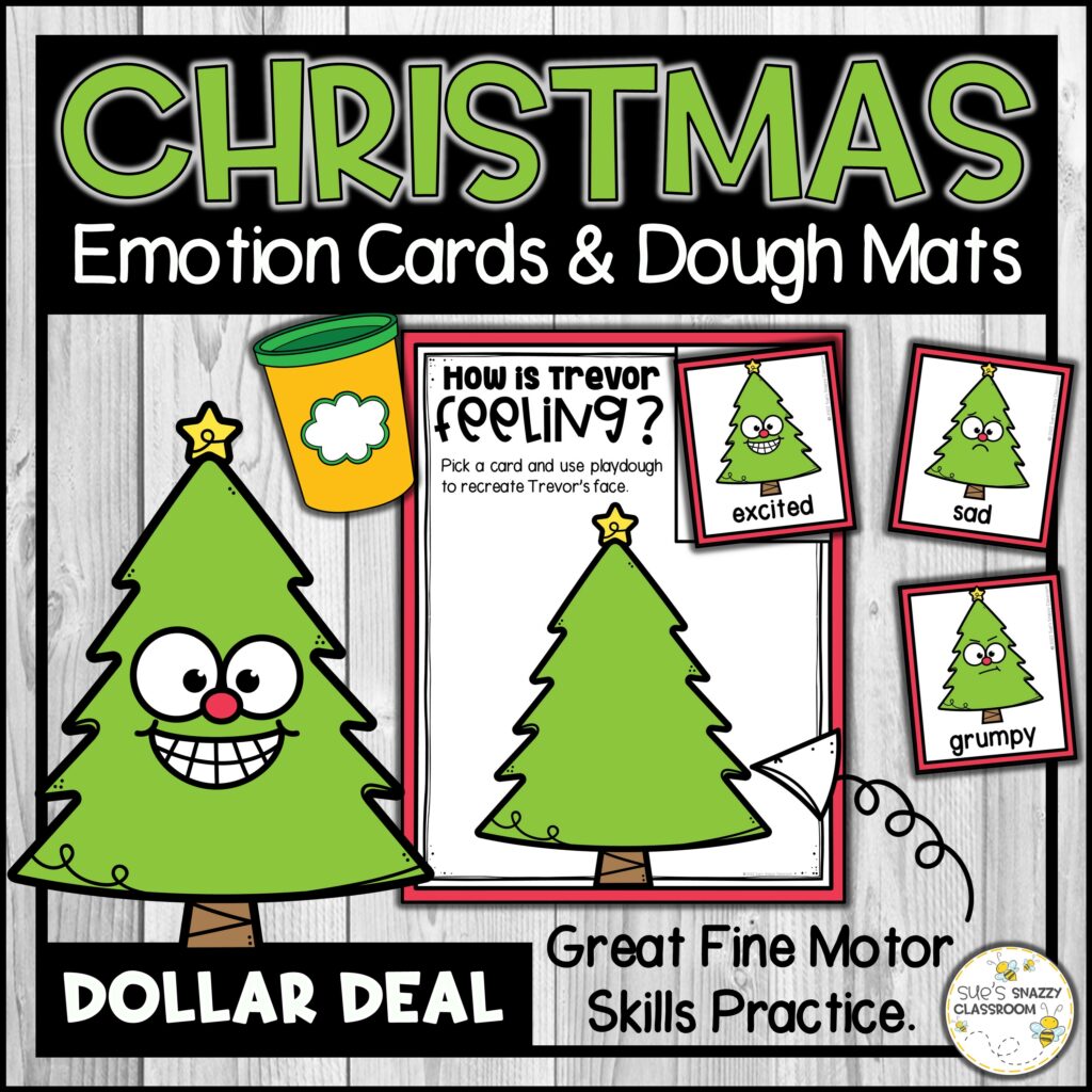 Christmas Tree Emotion Cards | Playdough Fine Motor Skills Activity ...